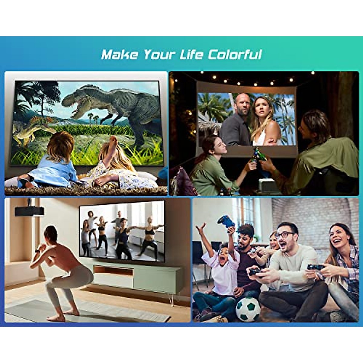 TMY Projector with WiFi and Bluetooth, Native 1080P 5G WiFi Outdoor Projector with 100" screen, 4K Supported Portable Projector, Compatible with iOS/Android/PC/TV Stick/HDMI/AV/USB, Indoor Outdoor Use