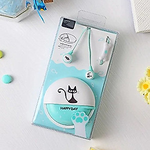 QearFun Stereo 3.5mm in Ear Cat Earphones Earbuds with Microphone with Earphone Storage Case for Smartphone MP3 iPod PC Music (Blue)