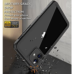 Oterkin for iPhone 12 Case Waterproof, Built-in Screen Protector Dustproof Shockproof 360 Full Body Protective Daily-Use IP68 Waterproof Case for iPhone 12 5G(6.1inch)