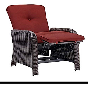 Hanover Strathmere Outdoor Luxury Recliner, Rich Brown/Crimson Red