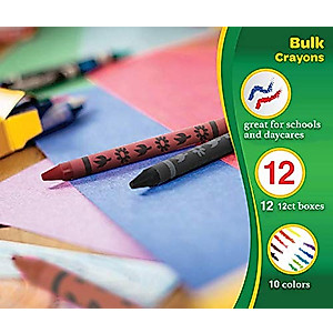 Trail maker 12 Pack Crayons - Wholesale Bright Wax Coloring Crayons in Bulk, 10 Per Box, 12 Box Bundle Art Set
