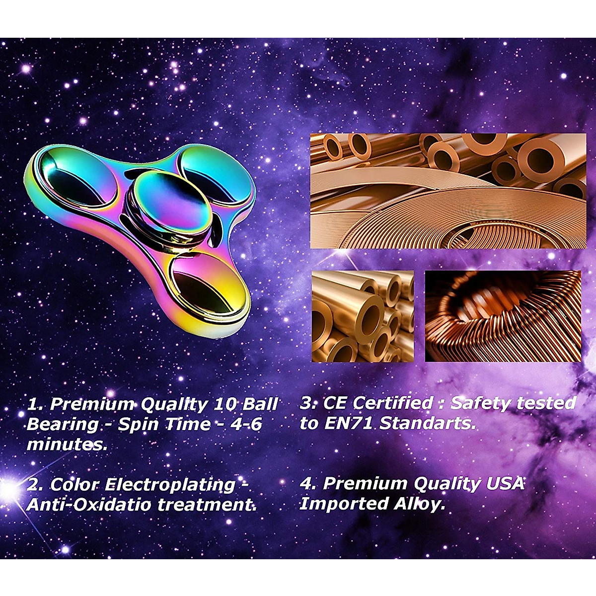 Rainbow Fidget Spinner Toys Metal 3 Pack Set, Small Handheld Finger Hand Spinners Fidgeting Toy for Kids Adults Spinning Top Focus Desk Toys Fingertip Gyro Party Favors Goody Bag Fillers Novelty Gift