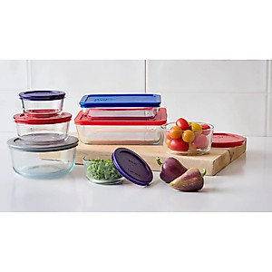 24 Piece Food Storage Containers Set with Easy Snap Lids (12 Lids + 12 Containers) - Glass Containers for Pantry