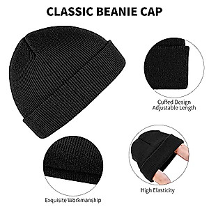 Cooraby 4 Pack Beanie Cap Winter Warm Hats Soft Knit Beanie for Men or Women Black