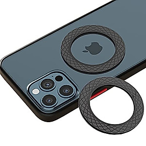 Universal Magnetic Ring, Magnetic Wireless Charging Conversion Kit,Magnetic Wireless Charger Universal Metal Rings Compatible with iPhone 13/13 Pro/13 mini/13 Pro Max/12, Galaxy S21 etc(Black - 2pcs)