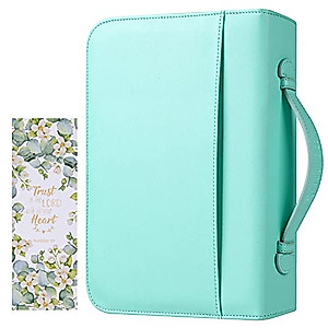 Bible Cover Case for Women with a Matched Bookmark Floral PU Leather Bible Cover Bag with Pockets and Zipper for Standard and Large Size Study Bible 10.8"x7.8"x2"