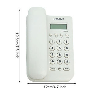 Corded Basic Landline Phone, TelPal FSK/DTMF Simple Caller ID Telephone with LCD Incoming Call Number Display, Small Desk/Wall Mountable Analog Phone for Home Office (White)