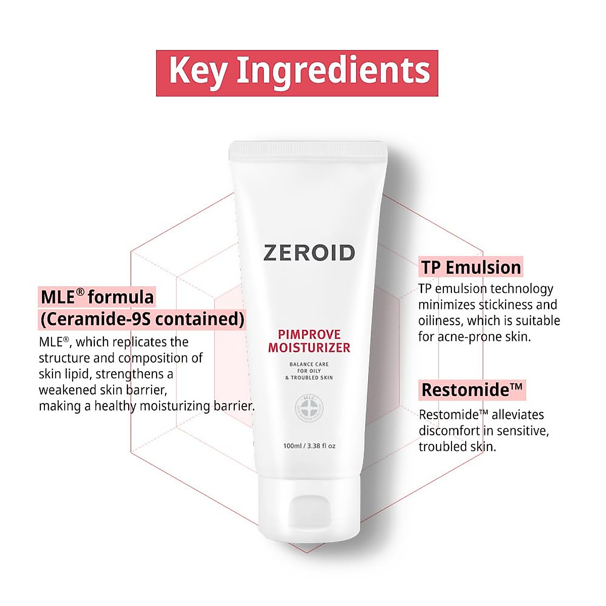 ZEROID Pimprove Moisturizer Korean Dermocosmetic | Hyaluronic Acid | Skin Barrier | 100ml (3.38 fl oz.)