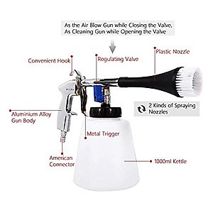 Cretee 1L Car Cleaning Gun Foamaster Washing Cleaner Kit with 2 Set Nozzle Sprayer Connector(8 Atmospheric Pressure Needed)