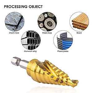 Luckyway 3-Piece HSS Titanium Step Drill Bit Set, Total 28 Sizes for Metal, Wood, Plastic, Multiple Hole Drilling