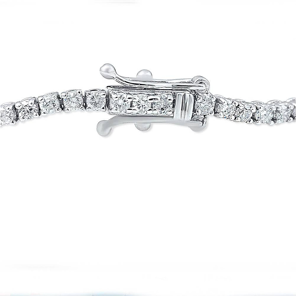 Pompeii3 3 Ct Diamond Tennis Bracelet 14k White Gold 7" Lab Grown Double Locking Clasp Women's Prong Set
