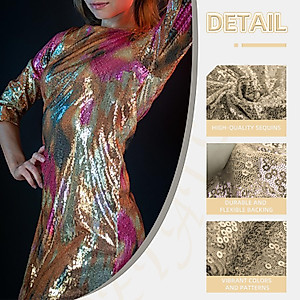 YIEMI Sequin Fabric，Sequin Fabric for Fashionable Clothing、Toy Decoration、Sequin Tablecloth and DIY Etc.(1 Yard, Shallow Gold)
