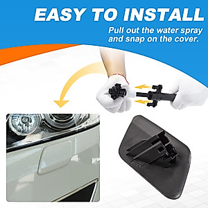 CZShiYue Front Bumper Headlight Washer Nozzle Cover Cap Fit for Volvo S60 2011 2012 2013 39802681 39802699 (White, Left Driver Side)