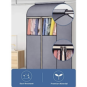 SLEEPING LAMB 43'' Garment Bags for Closet Storage with Zippers Completely Closed Wardrobe for Hanging Clothes Suits Coats Cover, 2 Packs, Grey(Hanging Rod Not Included)