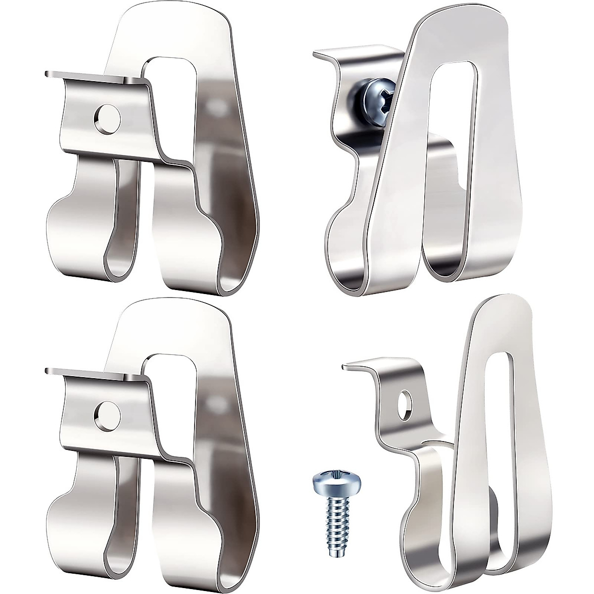Replacement Belt Clip Hooks Stainless Steel Driver Belt Clip Drill Clip Hook Tool with Screws Power Tool Parts (4 Pieces)