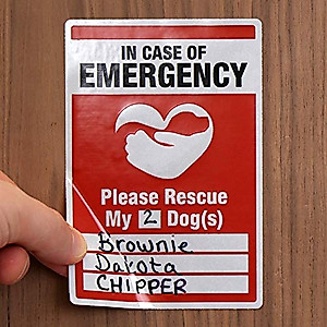 SmartSign “In Case of Emergency Please Rescue My Dogs" Pet Rescue Decal Set | Two 2.75" x 4" & One 3.75" x 5.5" Engineer Grade Reflective Adhesive Labels