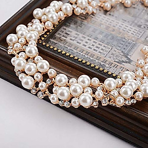 LadayPoa BE Pearl Gold Plated Simple Elegant Bridal necklace earring Jewelry Sets Kit Gift BP(Gold & White pearls)