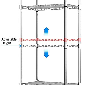 Homdox 5 Tier Steel Wire Shelving Unit on Wheels,Chrome Shelves for Garage Kitchen Living Room,Heavy Duty Shelving Rack, 23.2 x 13.8 x 72 inch (L x W x H)