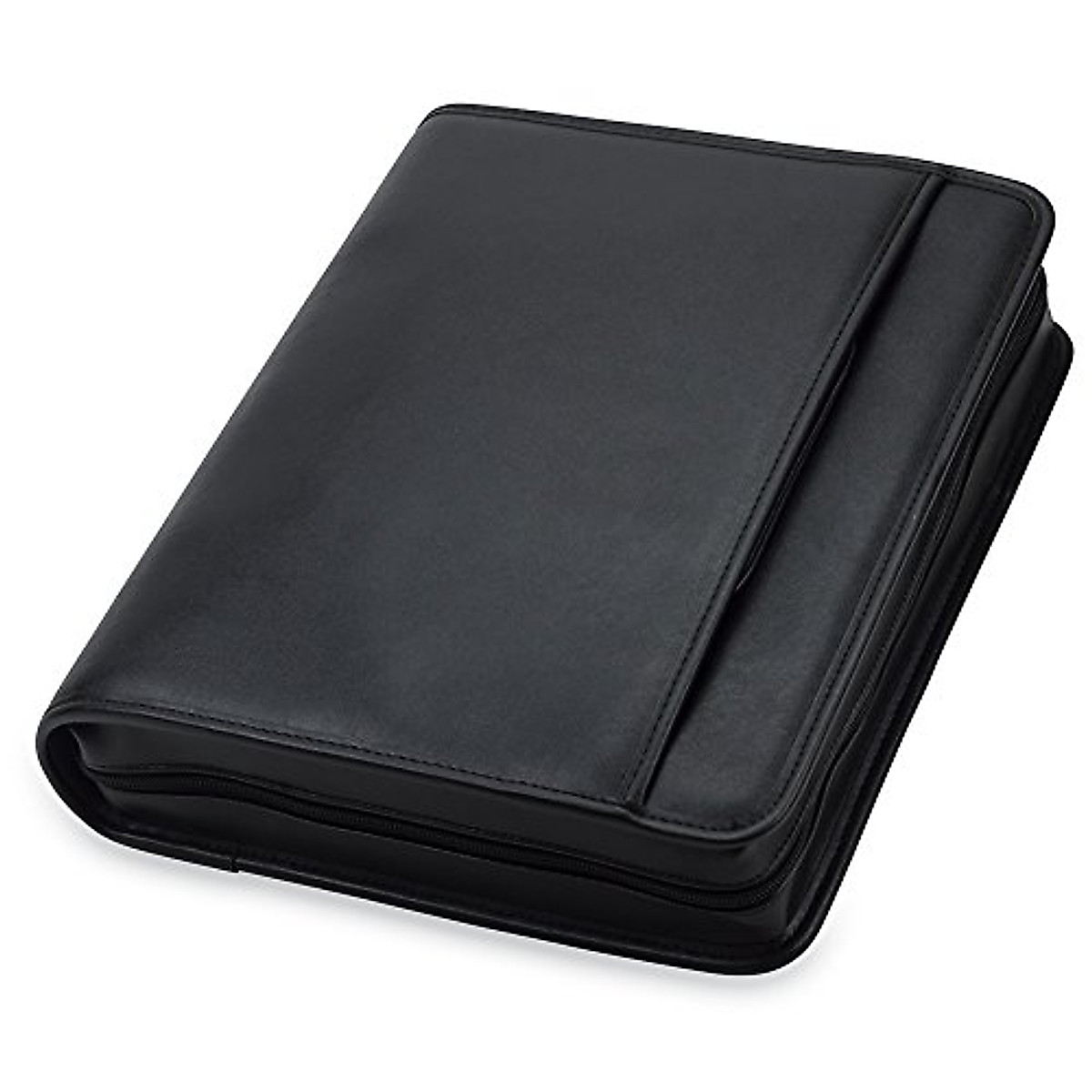 Samsill Professional Padfolio/Portfolio with Zippered Closure Case, 2 Inch Removable Round Ring Binder, Retractable Handles, Interior 10.1” Tablet Sleeve, Black