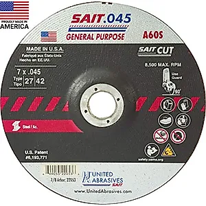 United Abrasives-SAIT 22053 A60S General Purpose Cut-Off Wheels (Type 27/Type 42 Depressed Center) 7" x .045" x 7/8", 50-Pack