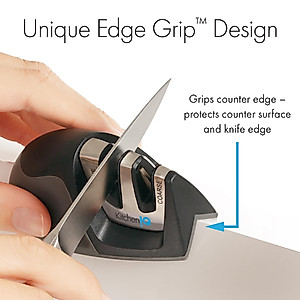 KitchenIQ 50009 Edge Grip 2-Stage Knife Sharpener, Black