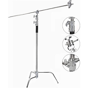 Sokani C Stand with Boom Arm [2023 New Upgrade Version] 100% Metal Max 10.8ft/330cm Adjustable Reflector Stand 4.2ft/128cm Holding Arm and 2 Pieces Grip Head, Bag Sandbag, Fish Mouth Clip included
