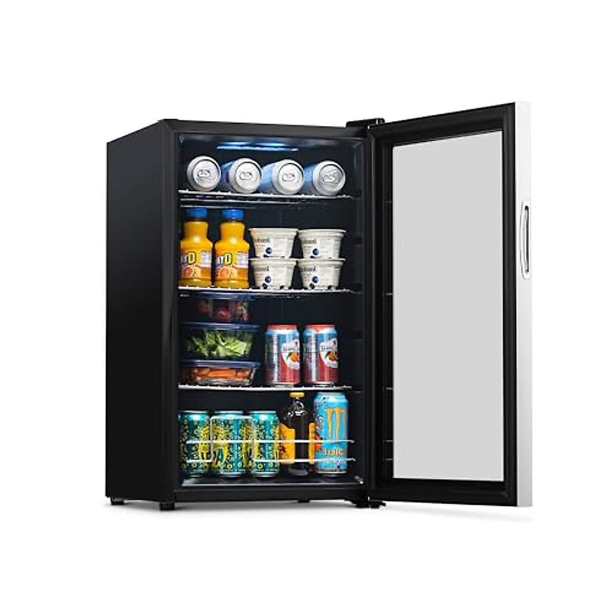 NewAir Small Cooler 2.4 Cu. Ft. Mini Fridge for Bedroom in Stainless Steel, 100 Can Capacity Beverage Refrigerator with 5 Custom Temperature Settings for Beer, Wine, Soda, and Cooler Drinks