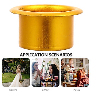 Uonlytech Metal Cup Holder 20Pcs Metal Candle Cup Tea Light Candle Holders Candelabra Votive Pegs for Wedding Centerpieces Table Halloween Christmas Lamp Candle Making Brass Candlestick Holders