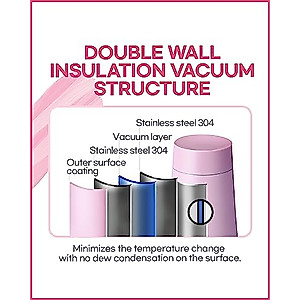 PILEUS INSULATED THERMOS WATER BOTTLE 12oz-14H Hot & 58H Cold, 7Layer Insulated Cap, Double Wall Insulation Vacuum Structure, Medical Grade StainlessSteel304(18/8) BPA-Free Tritan, Food Grade Silicone