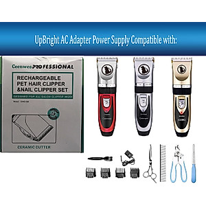 UpBright 2-Prong 5V AC/DC Adapter Compatible with Ceenwes Professional CWS-020 CWS020 Rechargeable Dog Pet Hair Clipper Cordless Pro Cat Trimmer Shaver 5VDC 1A DC5V 1000mA Power Supply Battery Charger
