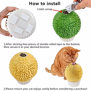 Miwoowim Catnip Feeder - Cat Face Scratcher Wall Corner Massage Comb for Indoor Cats Self Grooming Brush (Green)