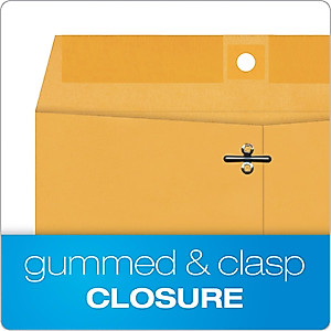 Quality Park 9 x 12 Clasp Envelopes with Deeply Gummed Flaps, Great for Filing, Storing or Mailing Documents, 28 lb Brown Kraft, 100 per Box (QUA37890)