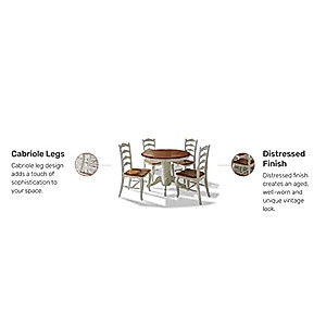 French Countryside Oak/White 42" Round Pedestal Dining Table with 4 Chairs by Home Styles