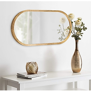 Kate and Laurel Travis Modern Capsule Wood Framed Wall Mirror, 12 x 24, Gold, Chic Geometric Wall Hanging Mirror for Display