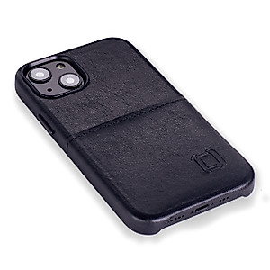 Dockem Wallet Case for iPhone 13 Mini with Built-in Metal Plate for Magnetic Mounting & 1 Lay-Flat Credit Card Holder Pockets Exec M1, Premium Synthetic Leather (5.4" iPhone 13 Mini, Black)