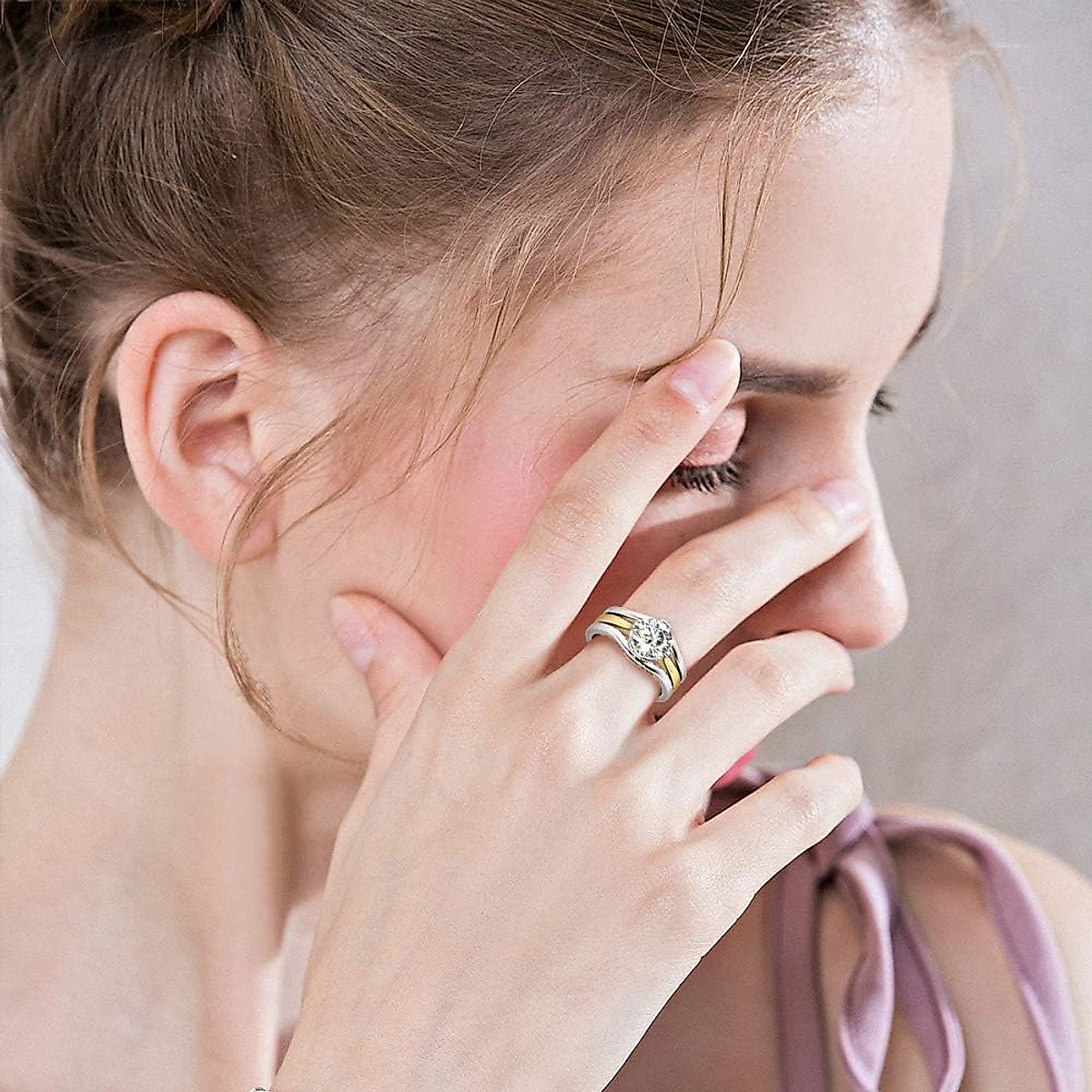 Jeulia 3.5ct Wedding Engagement Rings Set for Women Sterling Silver Round Cut Halo CZ Enhancer Ring Set Promise Anniversary Bridal Set Valentines Romantic Gift for her with Jewelry Box