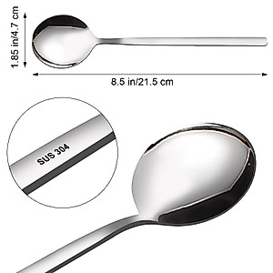 VANRA Soup Spoons Long Handle for Eating 8.5 inch Korean Soup Spoons Set of 6 Silverware 18/8 Stainless Steel Round Spoons for Soup Cutlery set