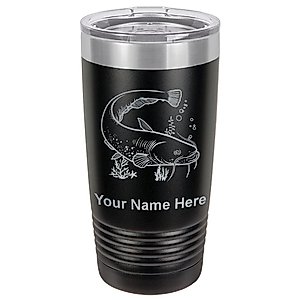 LaserGram 20oz Vacuum Insulated Tumbler Mug, Catfish, Personalized Engraving Included (Black)