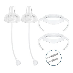 Sippy Cup Soft Spout Conversion Kit for Philips Avent Natural Baby Bottle, Bottle Handles and Weighted Straw （2 Pack）