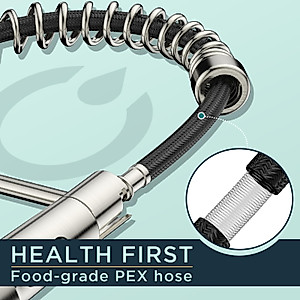 FORIOUS Kitchen Faucet with Pull Down Sprayer, Brushed Nickel Stainless Steel Kitchen Faucet, Utility Single Handle Spring Sink Faucets 1 or 3 Hole, Kitchen Faucets for Farmhouse Camper Laundry Rv Bar