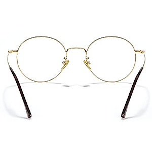 Cyxus Blue Light Glasses for Women Round Wire Frame UV Blocking Filter Computer Glasses Men Clear Lens Metal Eyewear Ultralight Relieve Digital Screen Eye Strain, Headache