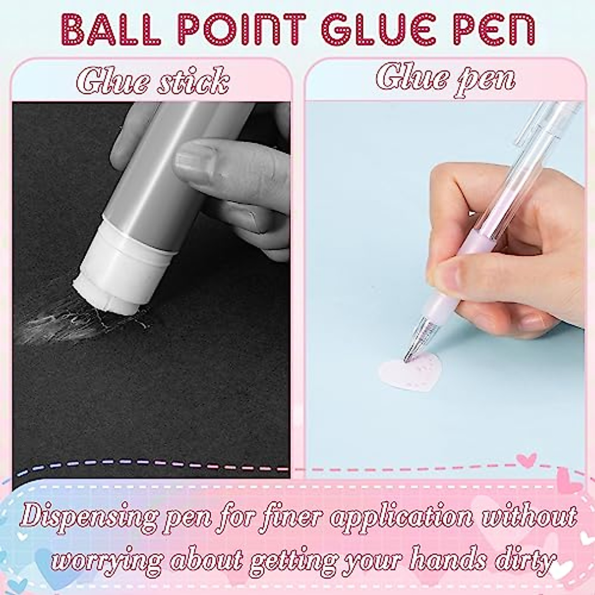 Lincia 12 Pcs Ball Point Glue Pen Easy Control Glue Pens for Crafting Liquid Fabric Glue Pen with 12 Refills for Kids Scrapbook Card Making School Supplies DIY Art Drawing, 1 mm Tip, 6 Colors