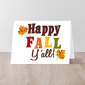 CafePress Happy Fall Yall! Greeting Cards Greeting Card (20-pack), Note Card with Blank Inside, Birthday Card Glossy
