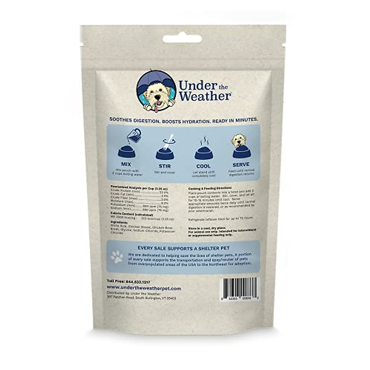 Under the Weather Bland Diet for Dogs | Easy to Digest for Sick Dogs |Always Be Ready| Contains Electrolytes - All Natural Freeze Dried 100% Human Grade Meats| 1 Pack- Chicken, Rice & Bone Broth - 6oz