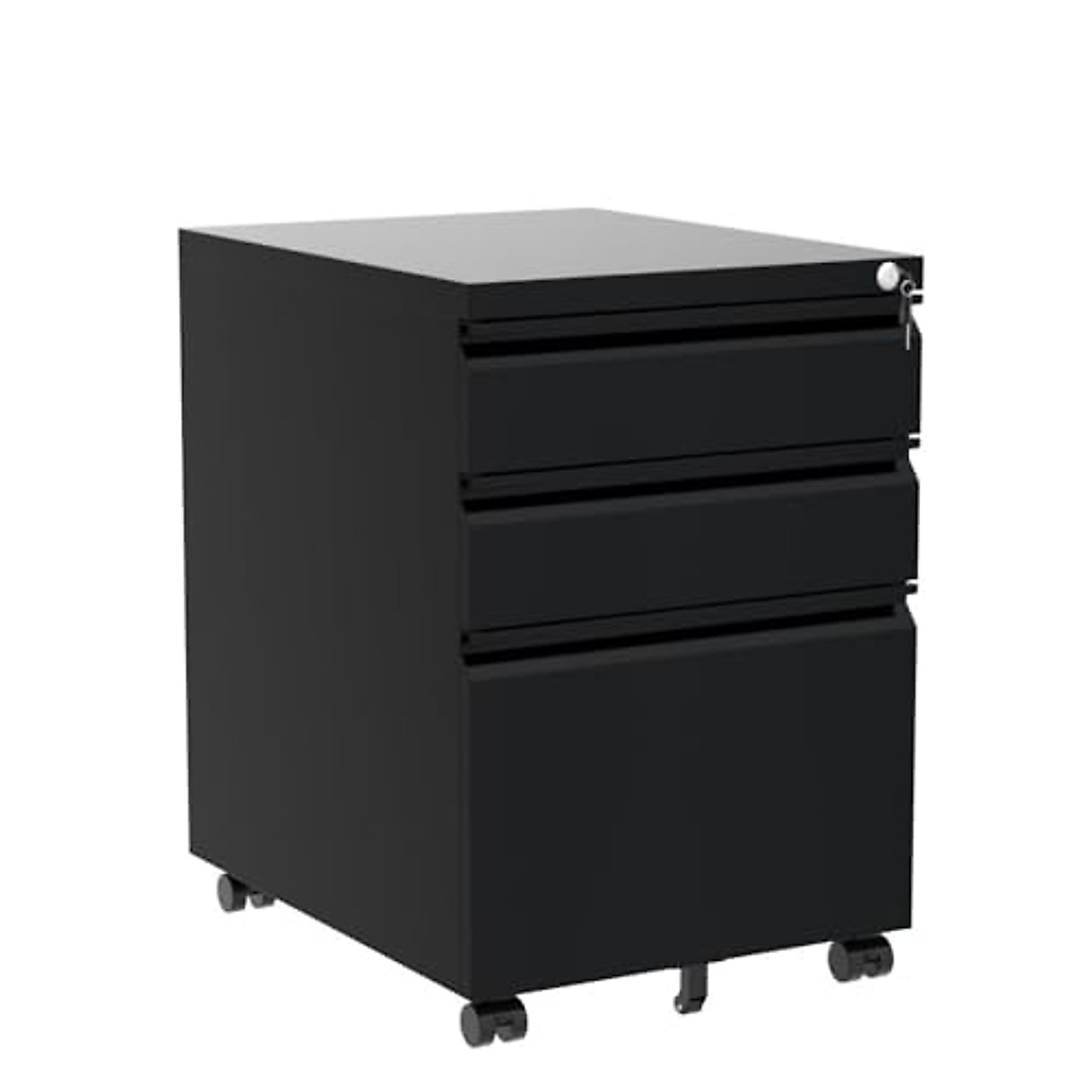 Sweetcrispy File Cabinet - 3 Drawer File Cabinet with Lock, Mobile Rolling File Cabinet, Under Desk File Cabinet with Pre-Assembled, Metal Small File Cabinet for Home Office