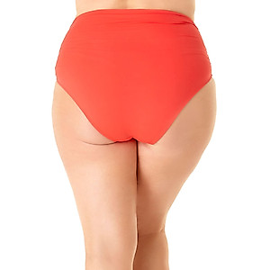 Anne Cole Women's High Waist Fold Over Double Lined Bikini Swim Bottom, Black, 18W