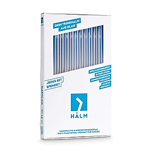 HALM Glass Straws - 20x 8 Inch Reusable Drinking Straws + Plastic-Free Cleaning Brush - Dishwasher Safe - Eco-Friendly - Perfect for Parties, Cocktails - Made in Germany