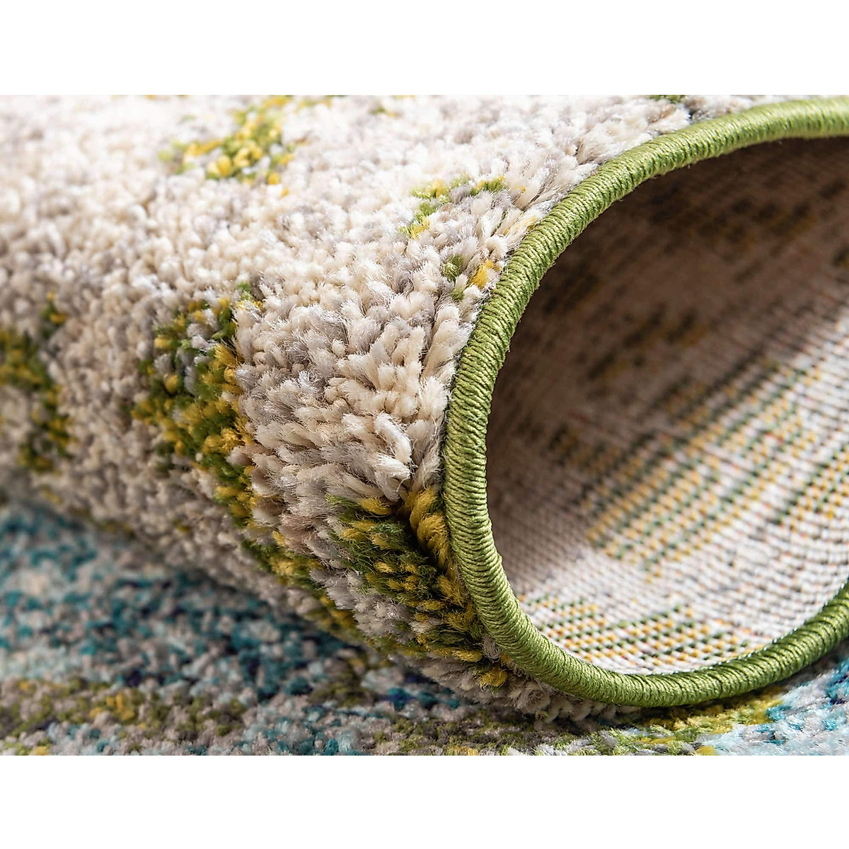 Unique Loom Estrella Collection Abstract, Modern, Light Colors, Distressed Area Rug, 6' 1" x 6' 1", Blue/Beige