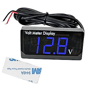 MEETOOT LED Digital Display Voltmeter Blue DC 12V Waterproof LED Digital Display Voltmeter for Car Battery Voltage Monitor
