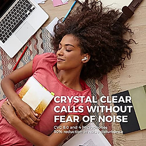 Tribit Wireless Earbuds, Qualcomm QCC3040 Bluetooth 5.2, 4 Mics CVC 8.0 Call Noise Reduction 50H Playtime Clear Calls Volume Control True Wireless Bluetooth Earbuds Earphones, FlyBuds C1 White